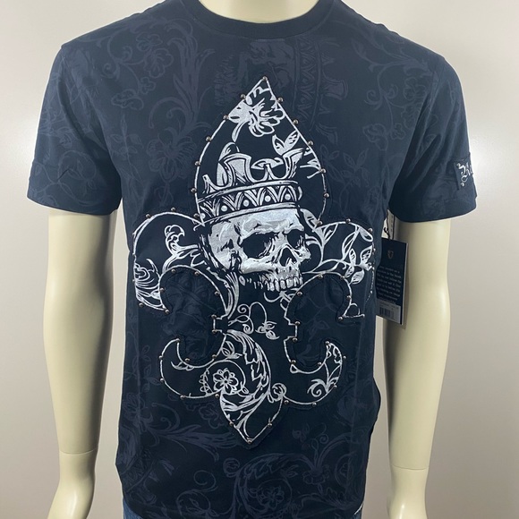 Rebel Spirit | Shirts | Rebel Spirit Black Skull King Fleur De Lis ...